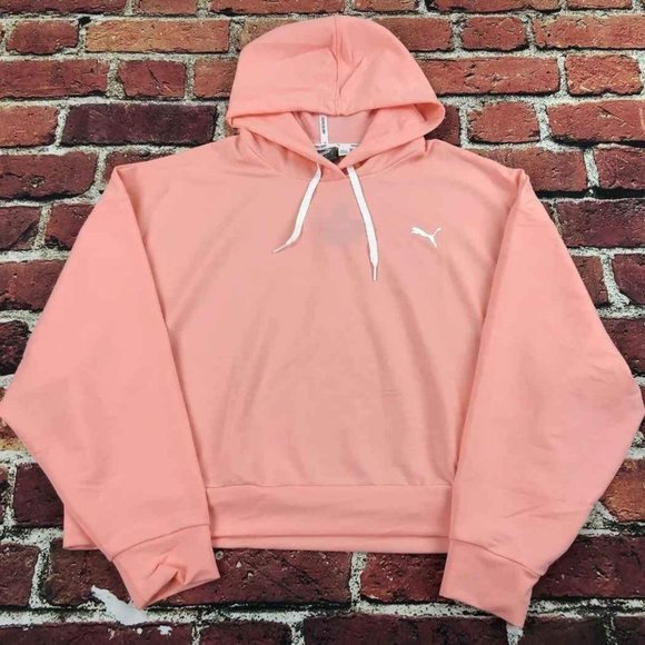 Puma | Jackets & Coats | Puma Peach Crop Hooded Sweater Hoodie Size Xl ...